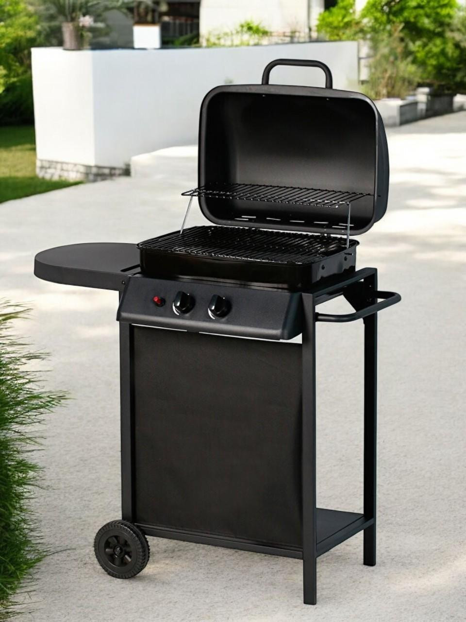 Gazlı Mangal 2 Brülörlü Barbekü Pişen Et Dinlendirme Raflı Krom ızgara ...