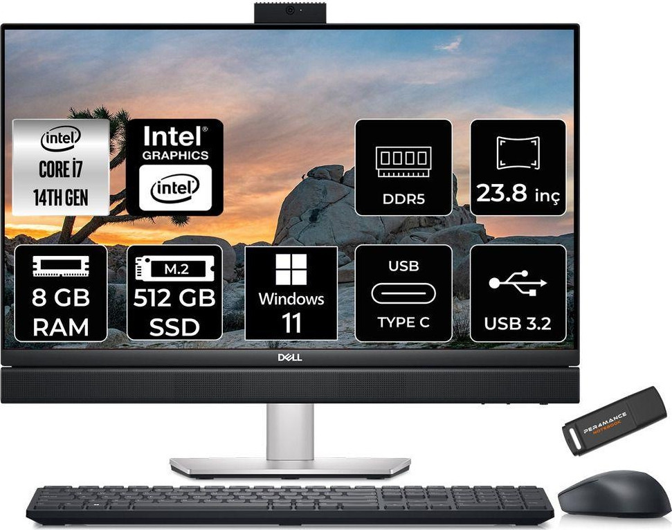 Dell Optiplex 7420 Plus İ7 14700 8Gb Ddr5 512Gb Ssd Uhd Graphics 770 23 ...