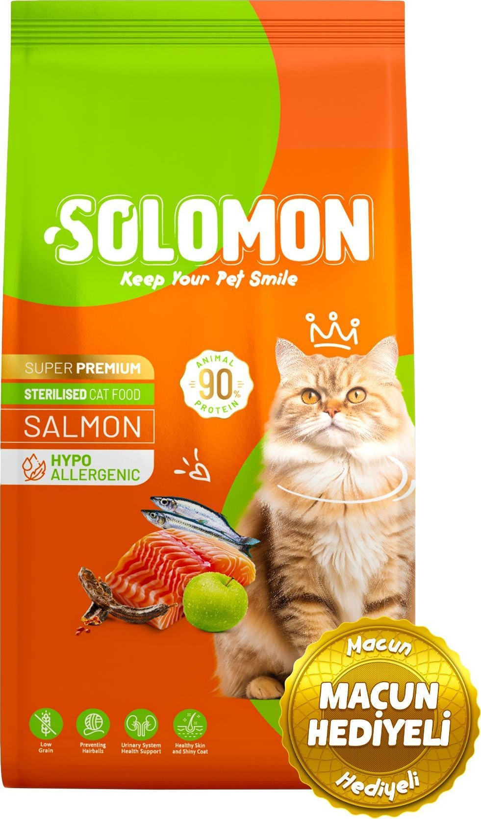 Solomon Kısırlaştırılmış Somon'lu Süper Premium Kedi Maması 9 Kg ...