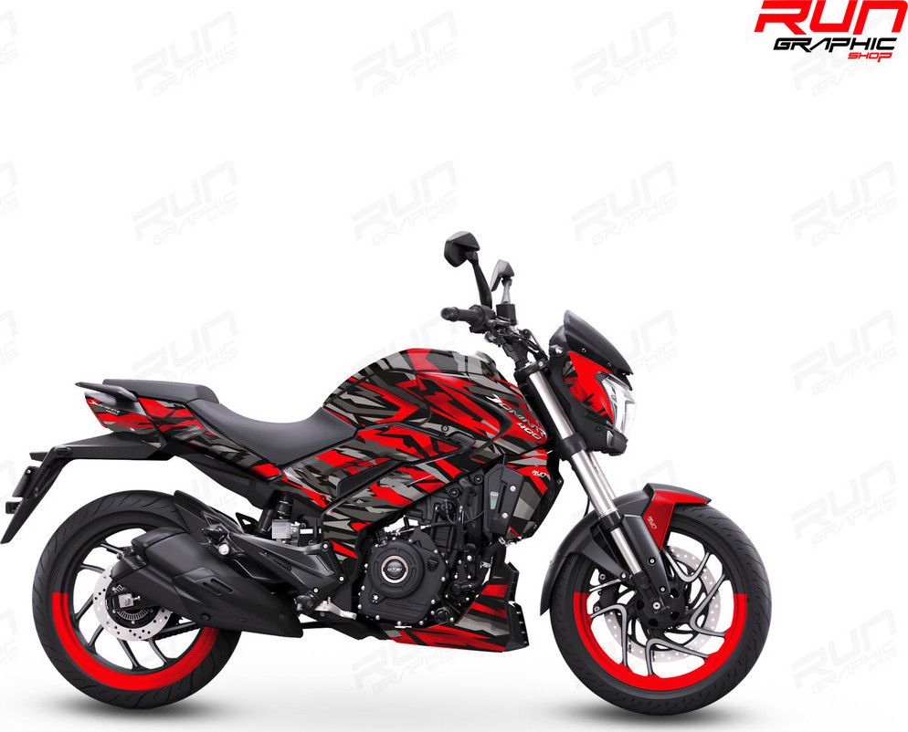 Bajaj Dominar 400 ve 250 Kırmızı Çizgi Desenli Tam Kaplama Grafik Kiti ...